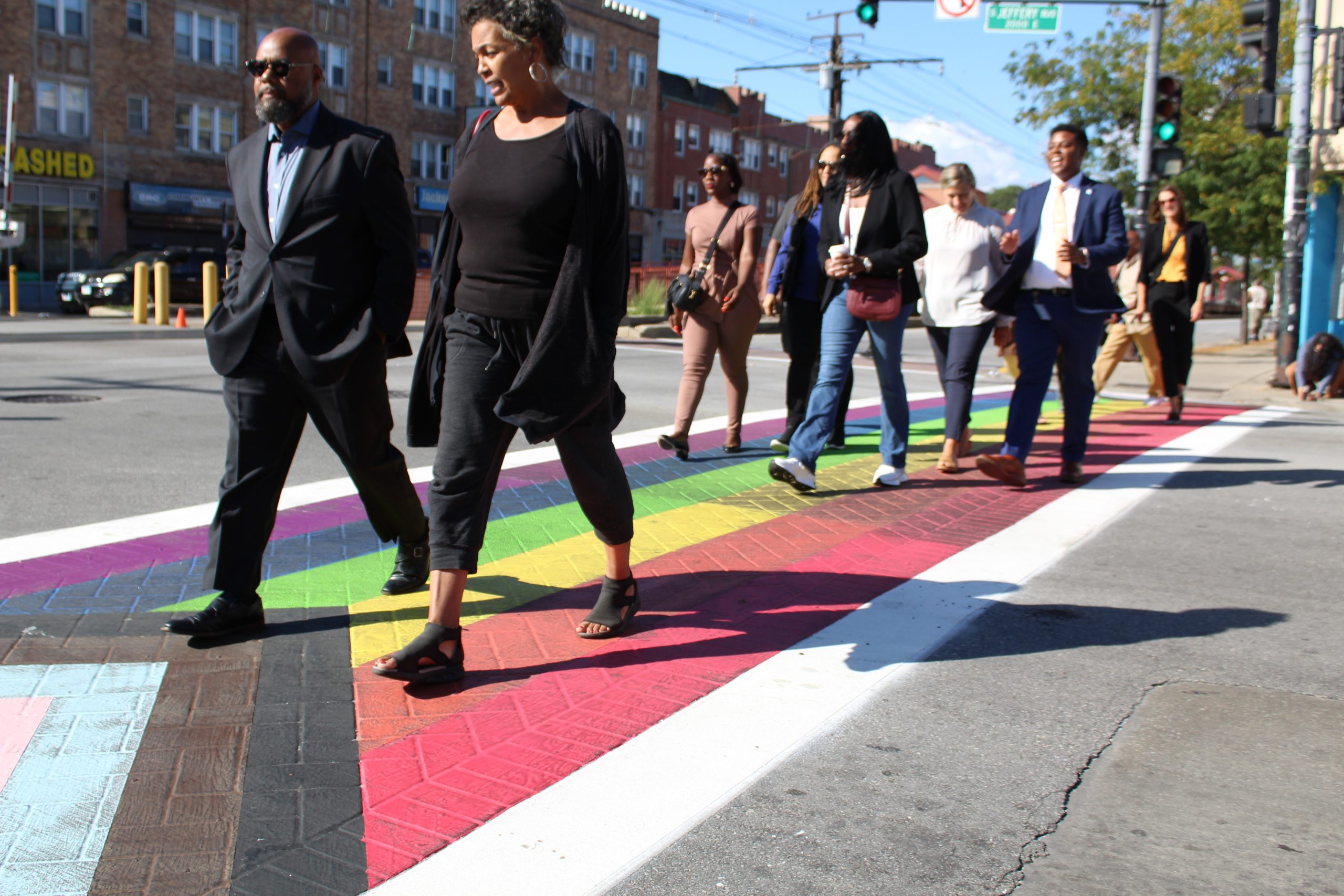 New rainbow crosswalks unveiled in South Shore, Andersonville - Windy ...