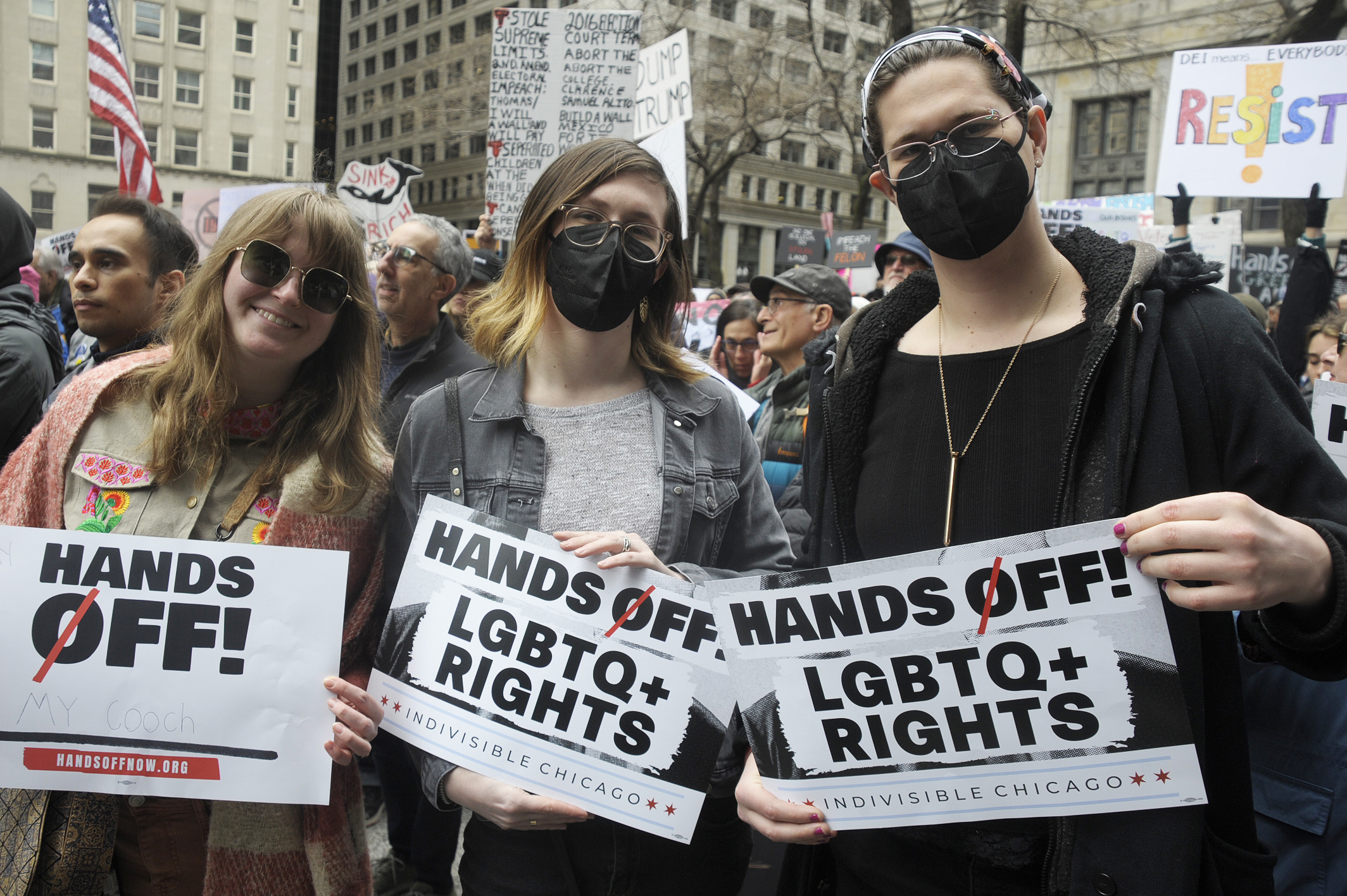 Thousands gather in downtown Chicago to tell Trump and Musk ‘hands off ...